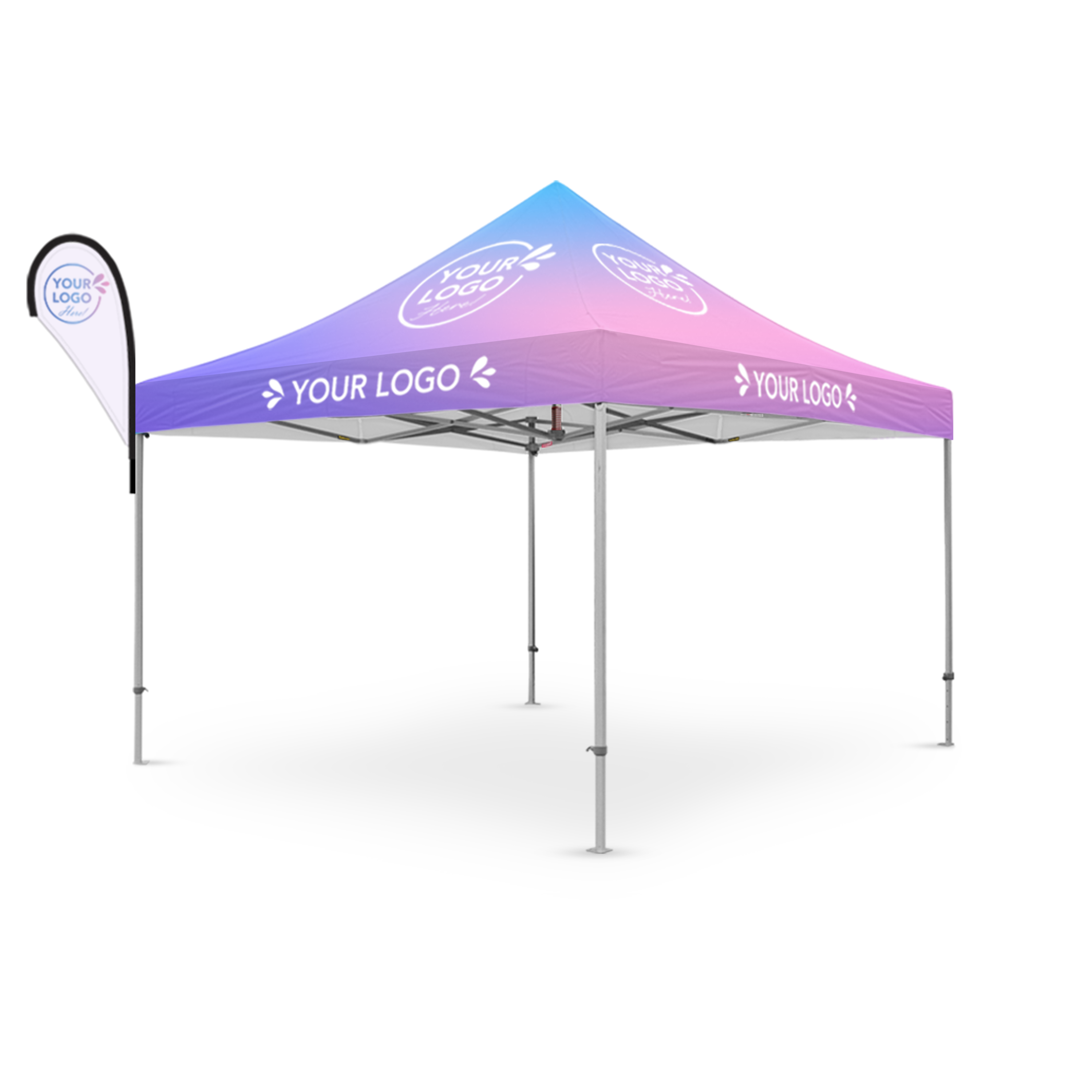 13x13 Custom Canopy Flag Boost Package | Branded Tent with Flags
